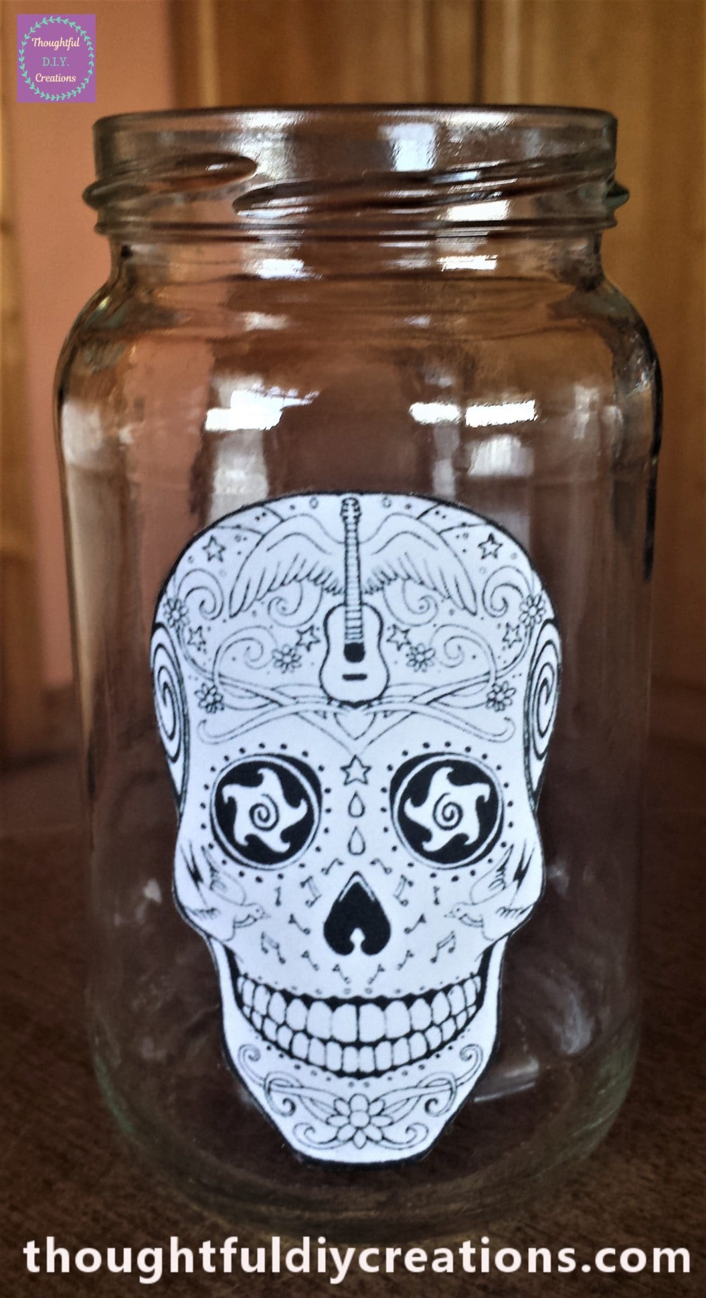 D.I.Y. Skull Jar - thoughtfuldiycreations Up-cycled Jar Craft Tutorial