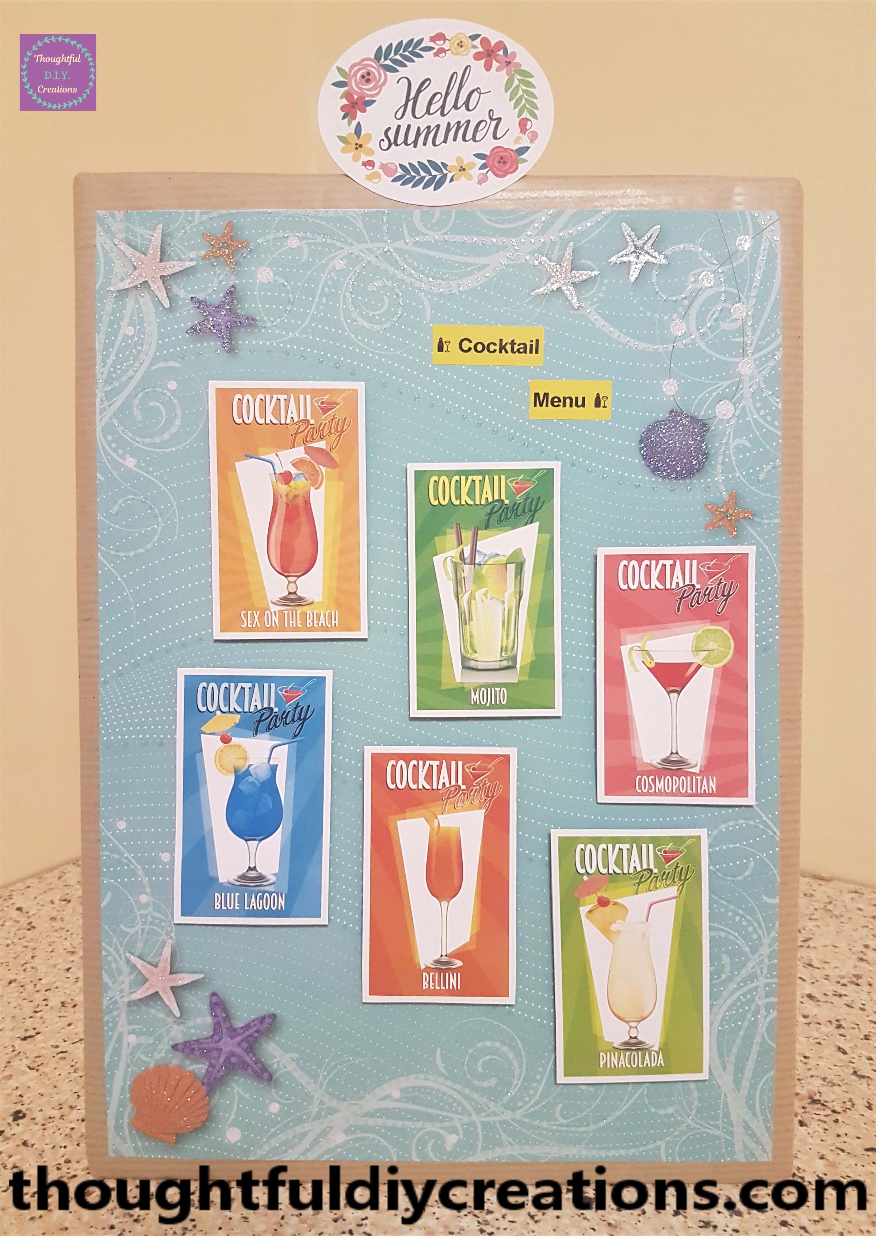 Cocktail Menu Sign - Easy D.I.Y. Tutorial - thoughtfuldiycreations Home Bar