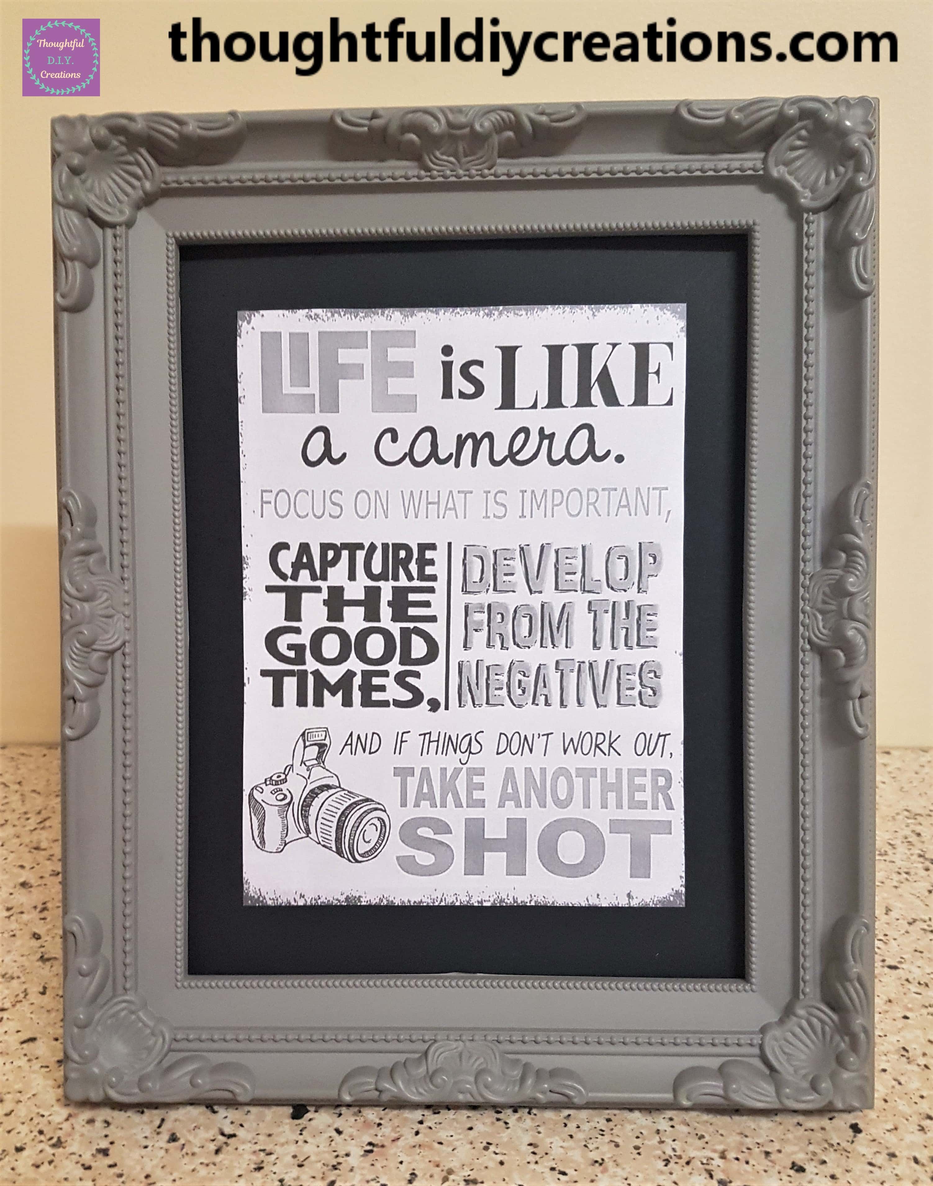 Camera Quote Frame Craft - thoughtfuldiycreations Home Deor Tutorial