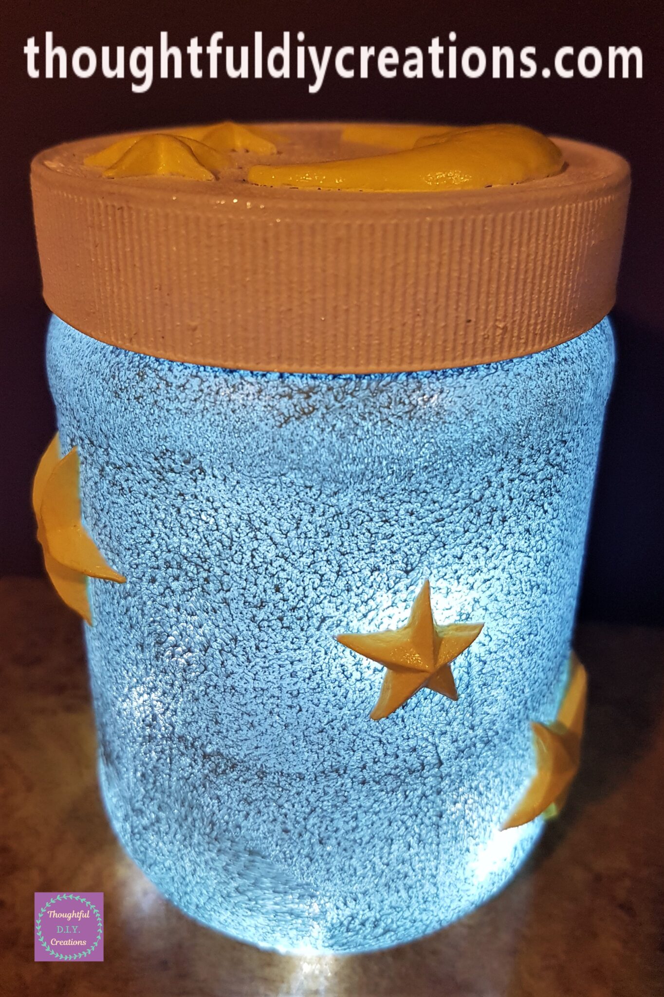 Moon and Stars Light-Up-Jar Tutorial - thoughtfuldiycreations D.I.Y. Jar